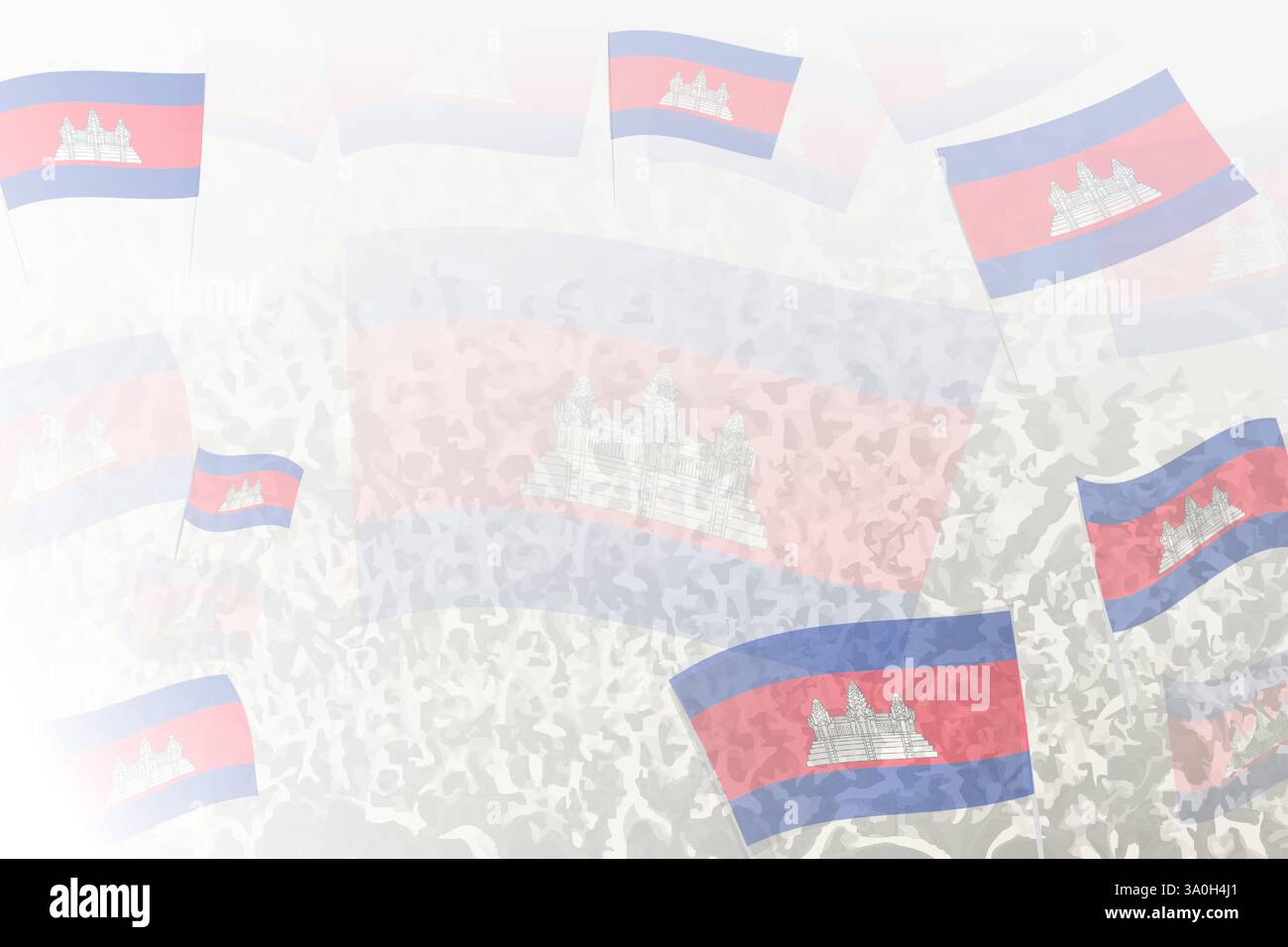 Celebratory Crowd with Cambodia Flags Background. Perfect for themes ...