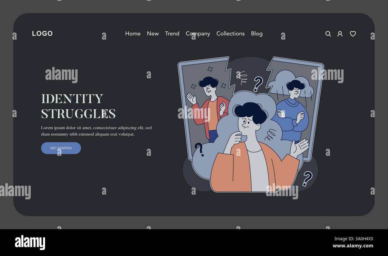 Illustration on identity struggles showcases the internal conflict and questions faced by ...