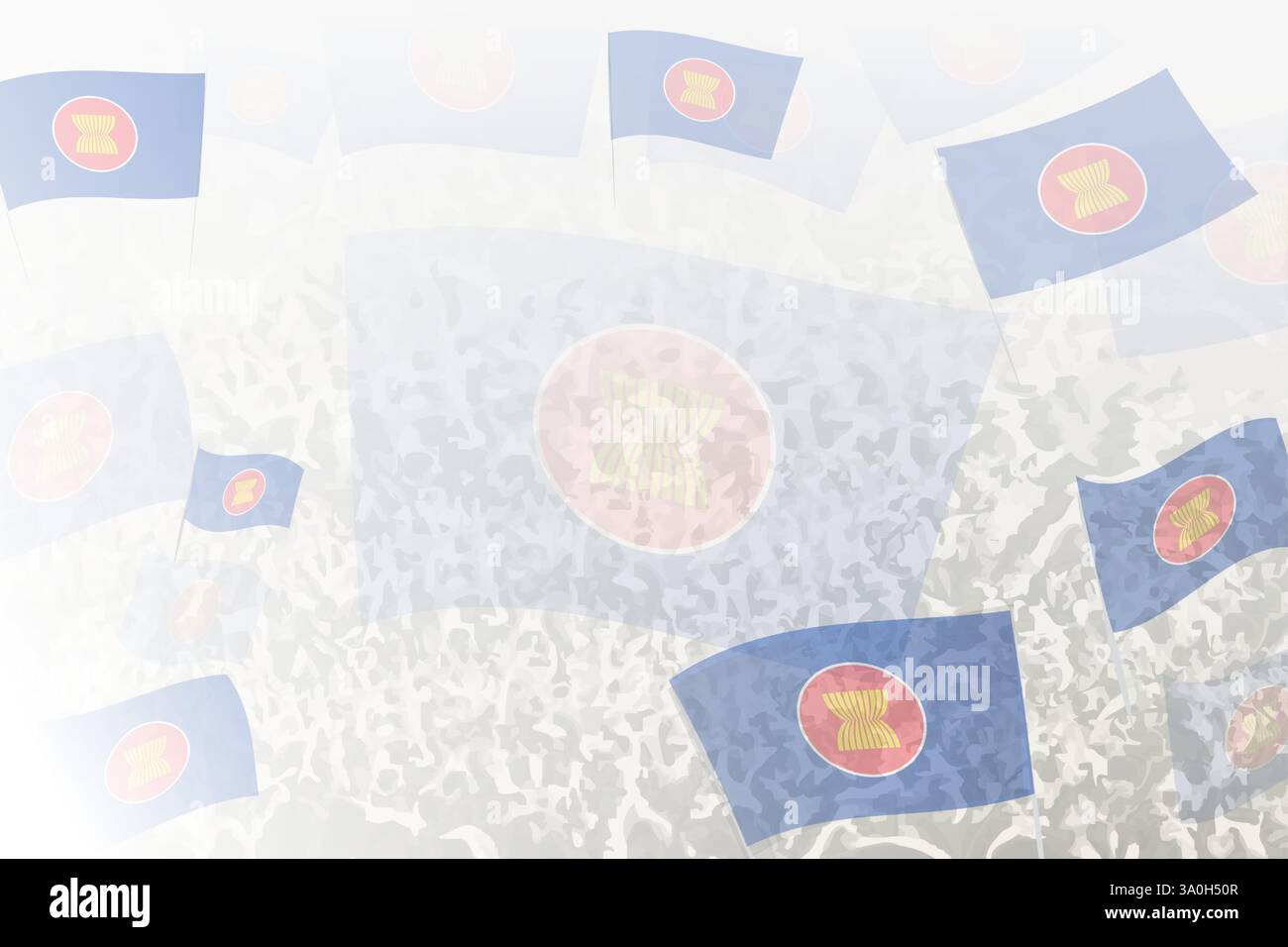 Celebratory Crowd with ASEAN Flags Background. Perfect for themes national events, culture, and ...