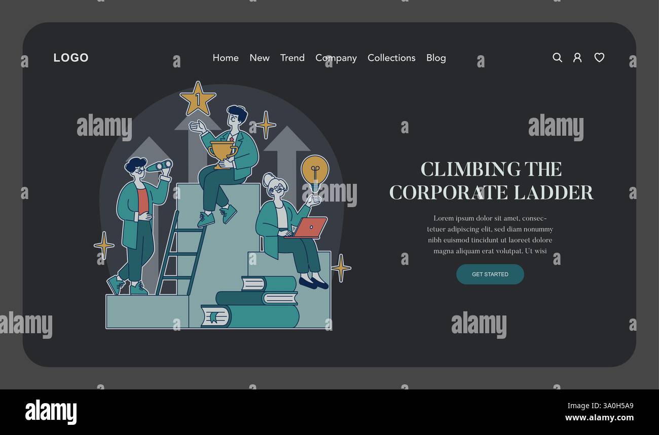 Career success illustration. Individuals pursuing growth and ...