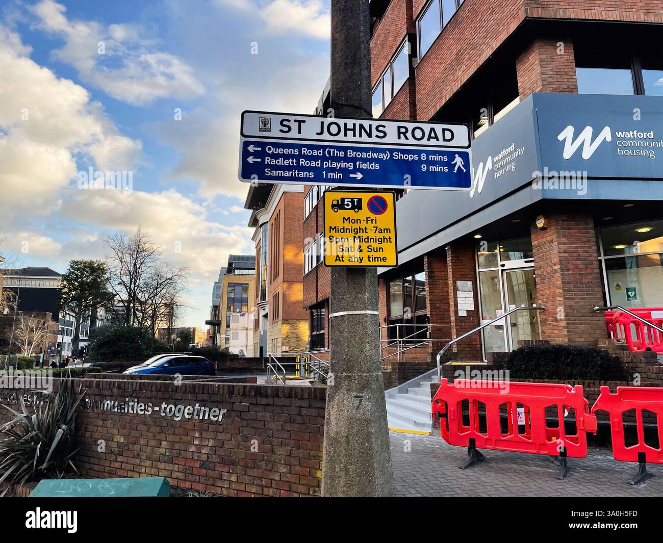 London, UK - March 02, 2025: A directional street St Johns Road sign ...
