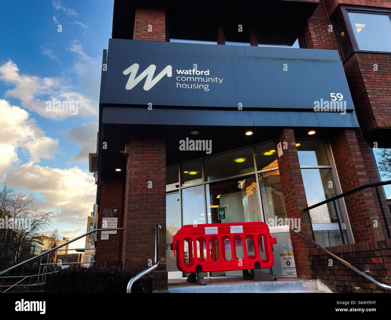 London, UK - March 02, 2025: Watford community housing building ...