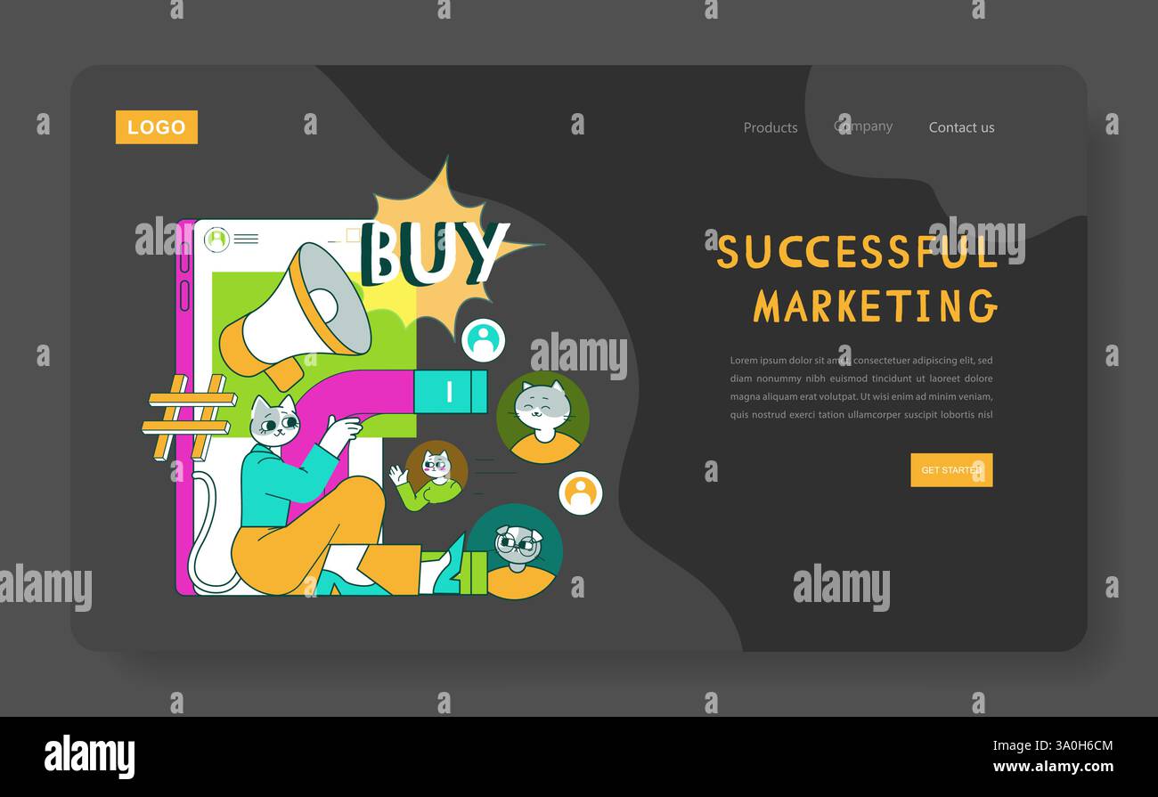 Business Cat illustration. Focus on digital marketing strategies and ...