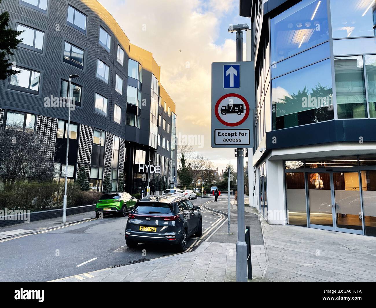 London, UK - March 02, 2025: Modern street with contemporary Hyde ...