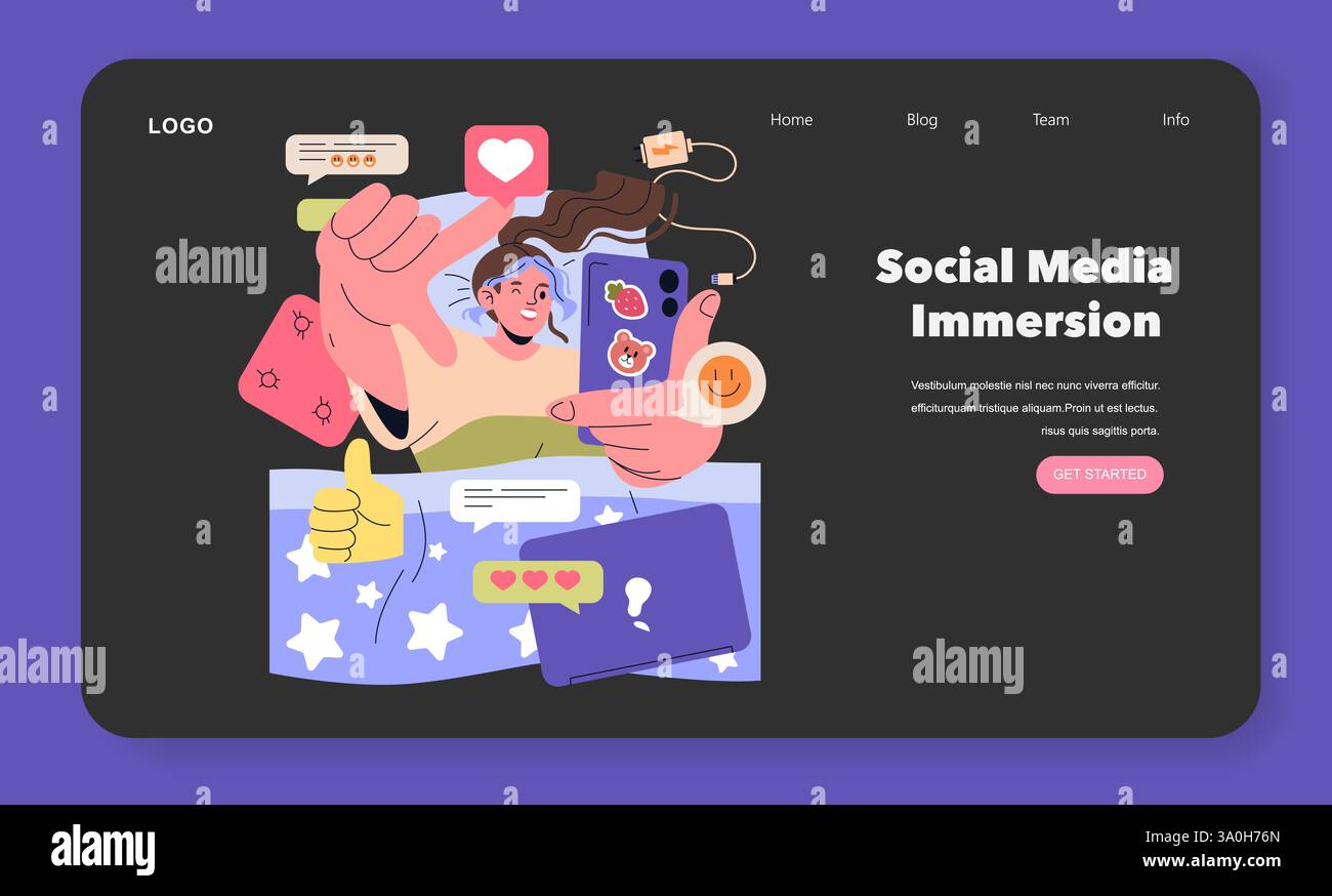 Social media immersion concept. Illustrates the connection between ...