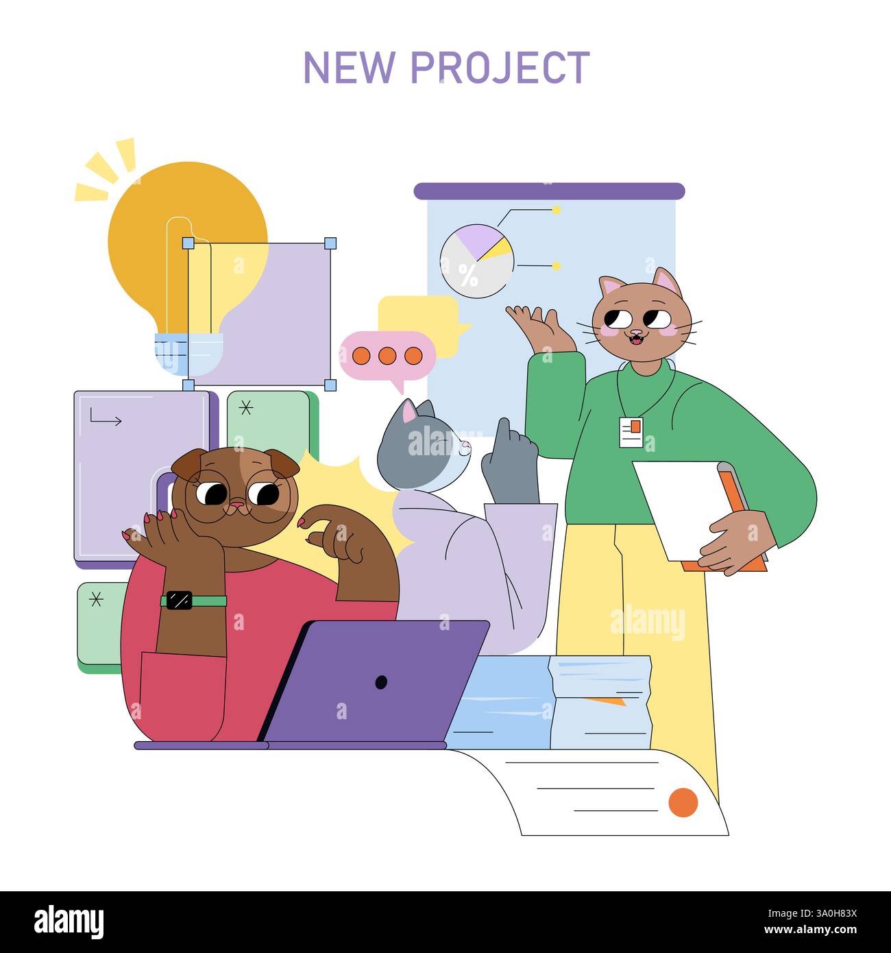 Team collaboration on a new project illustrated through diverse ...