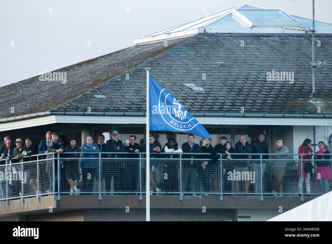 The flag of Lyngby Boldklub seen during the Danish 3F Superliga match ...