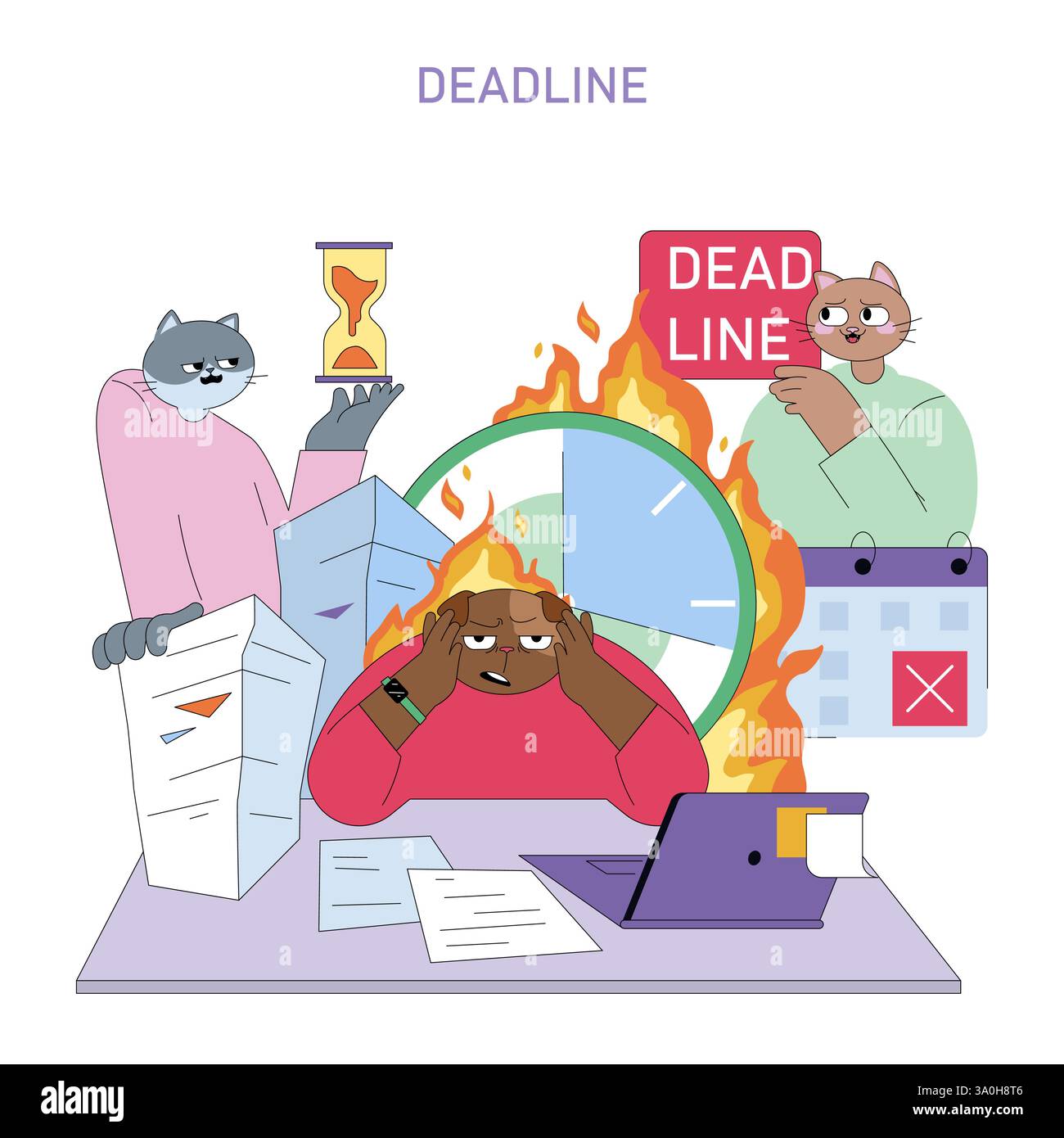 Deadline concept. A depiction of the stress and urgency associated with ...