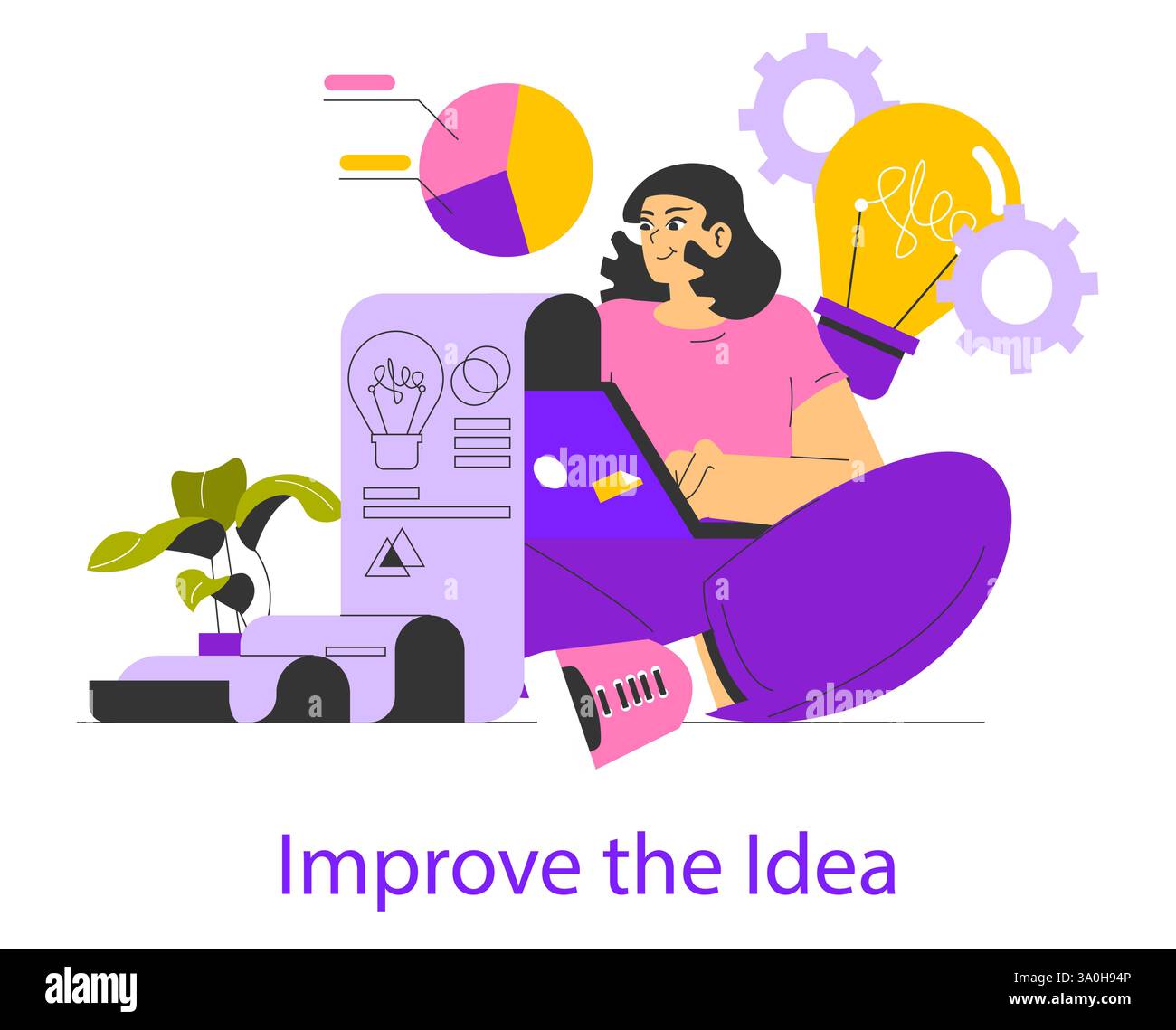 Idea realization process in a creative workspace. A person engages with ...