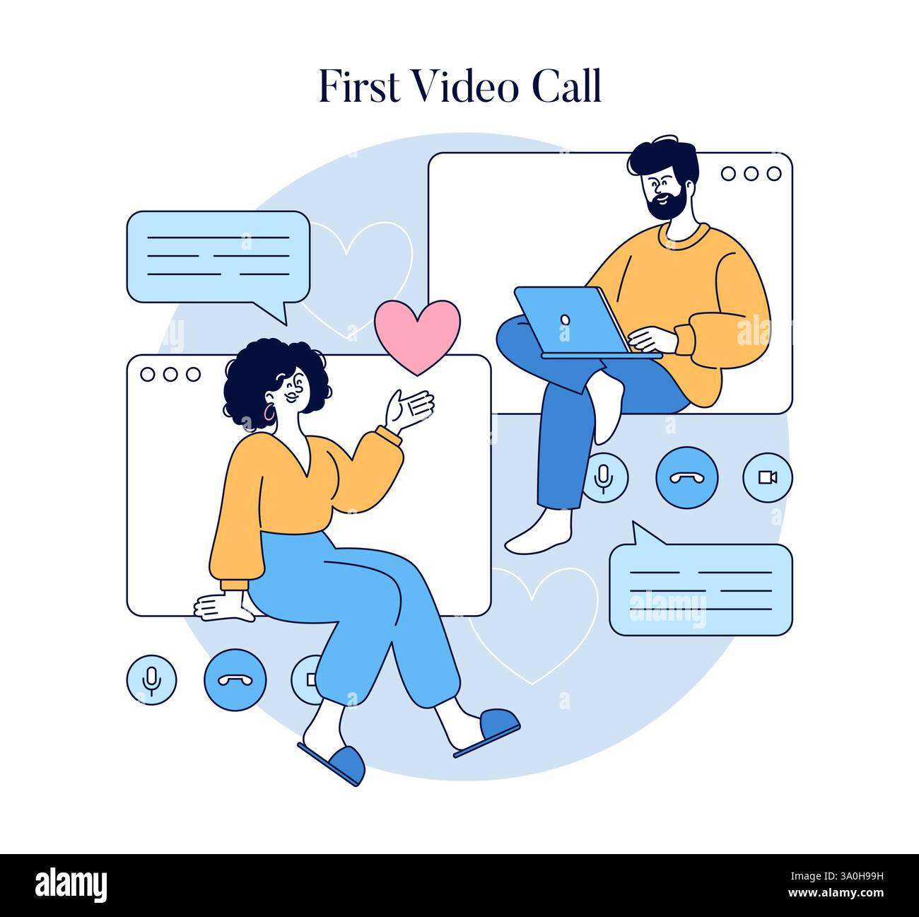 Long Distance Love concept. The illustration captures a joyful first ...