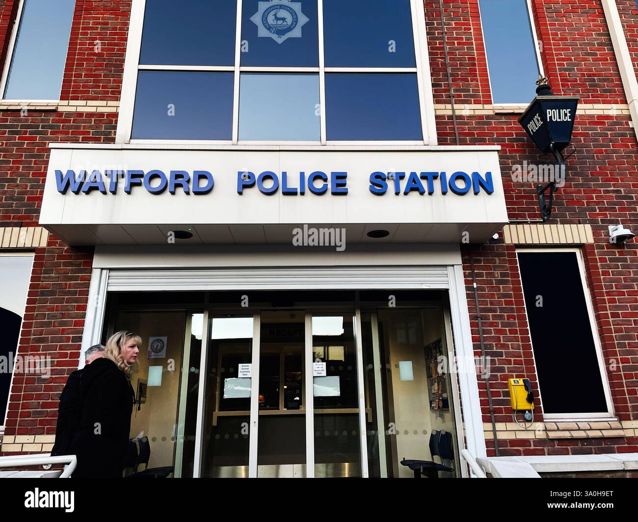 London, UK - March 02, 2025: Watford Police Station brick building ...
