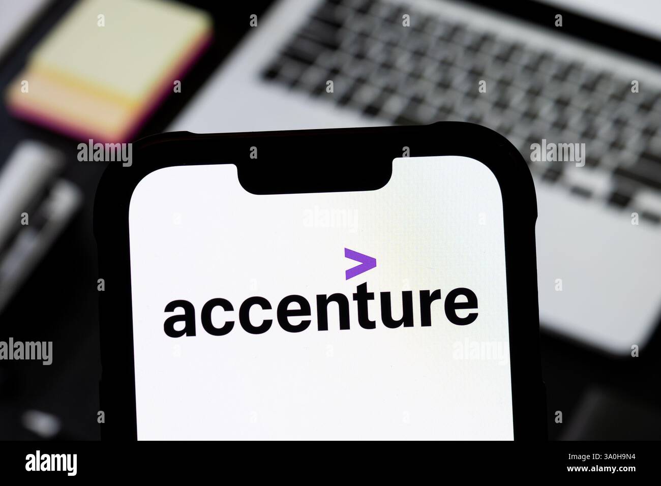 Poland. 02nd Mar, 2025. In this photo illustration, an Accenture logo ...