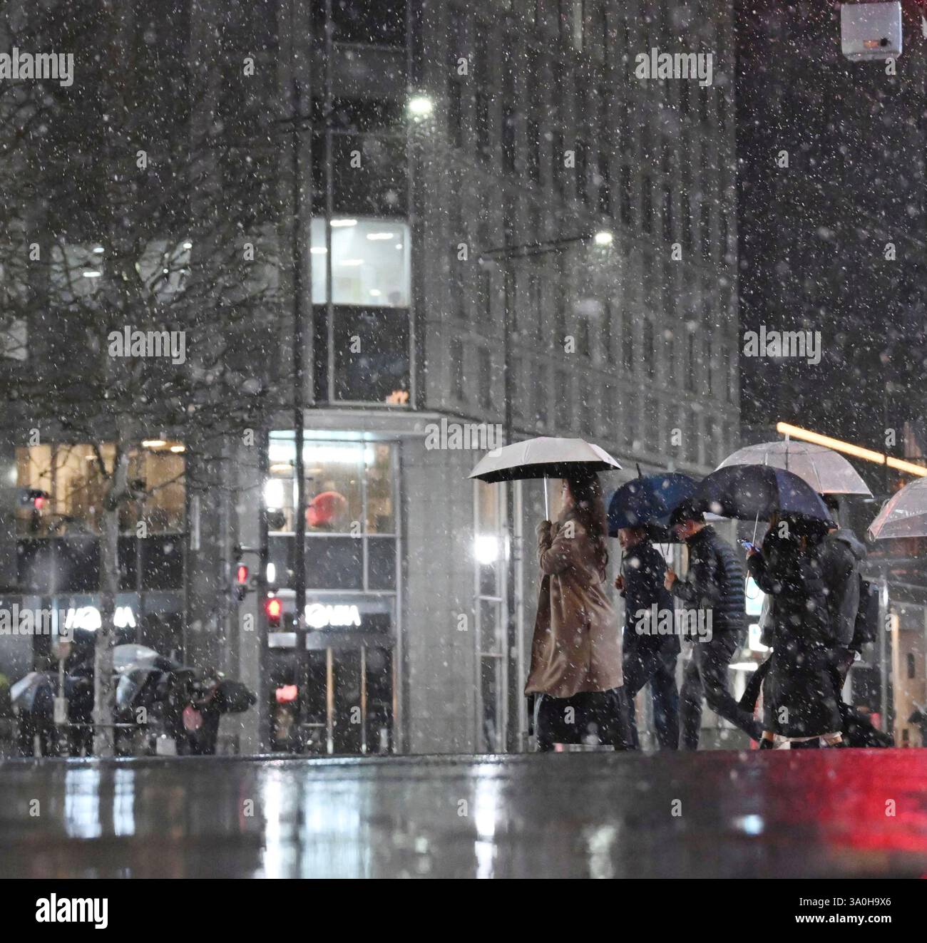 People walk in snow in Tokyo on March 4, 2025. ( The Yomiuri Shimbun ...