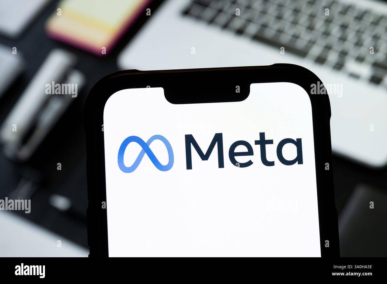 Poland. 02nd Mar, 2025. In this photo illustration, a Meta logo is seen ...