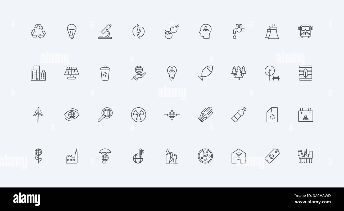 Zero waste, sustainability mindset thin black outline symbols vector ...