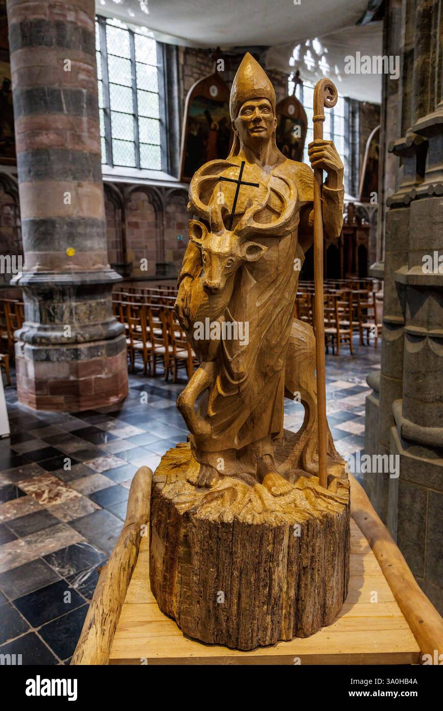 Sculpture of Saint Hubert with a stag with a cross in its horns ...