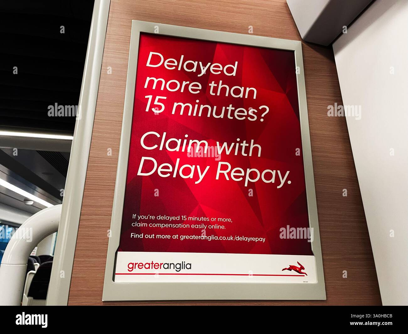 London, UK - March 02, 2025: A delay repayment poster displayed in ...