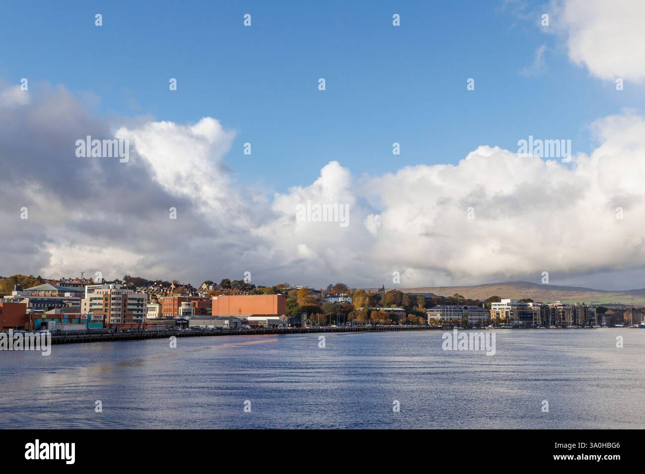 The city from the Peace Bridge and River Foyle, Derry, Ireland Stock ...