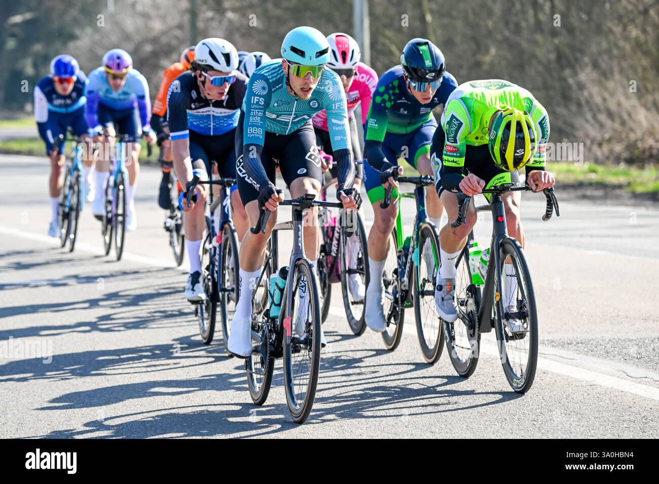 The early breakaway group pictured during the 'Ename Samyn Classic' one ...