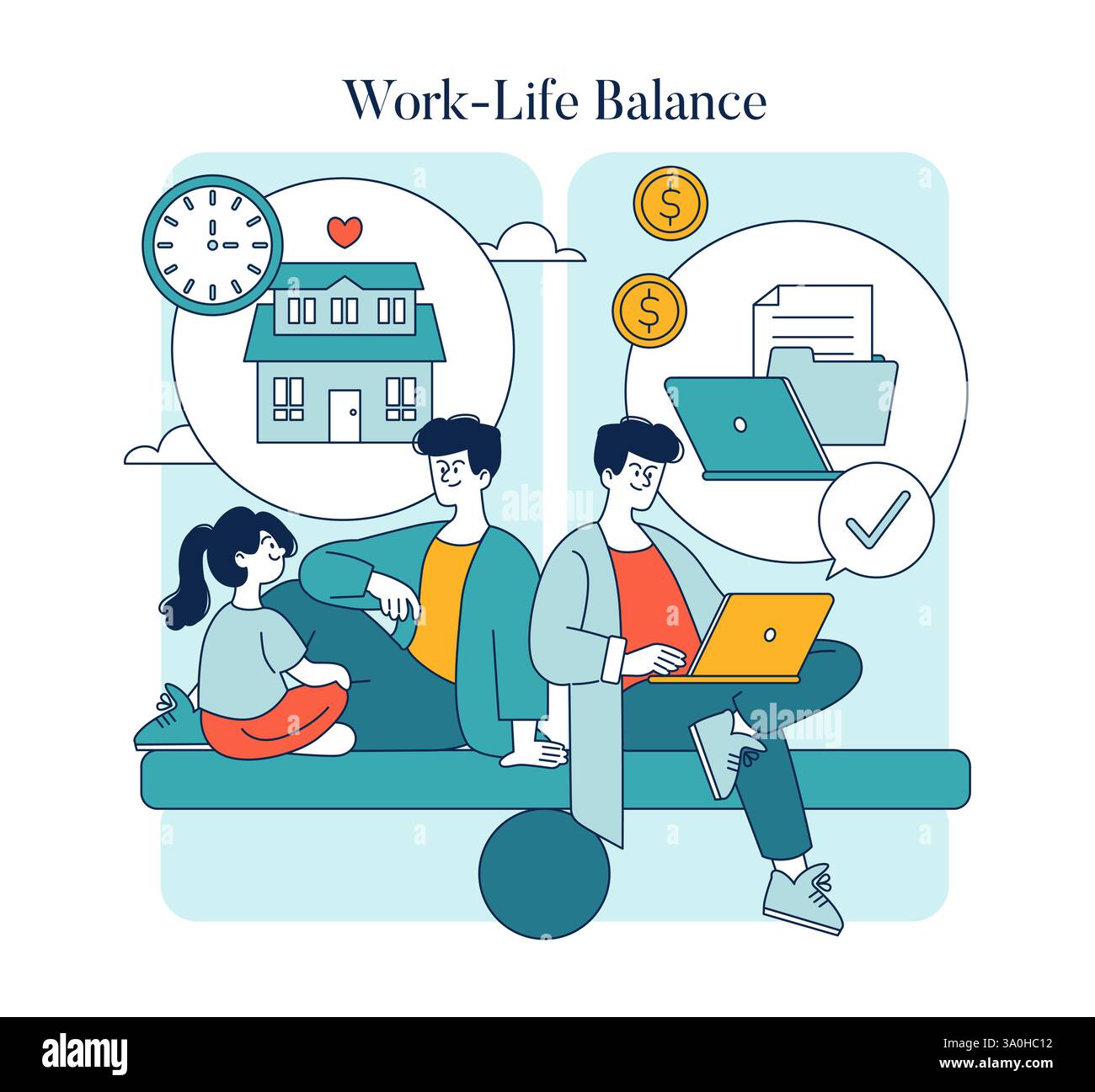 Work-Life Balance concept. Achieving harmony between personal life and ...
