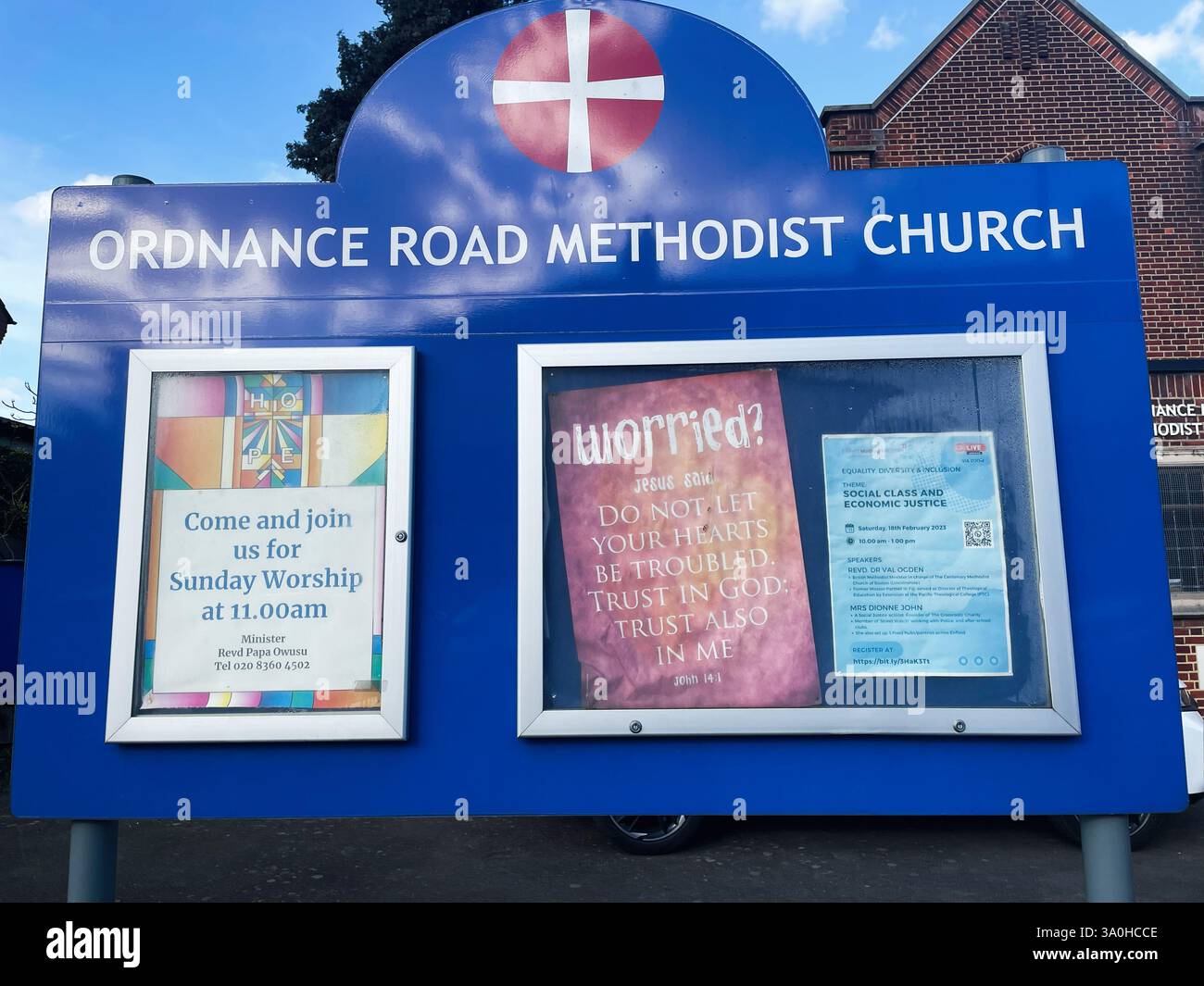 London, UK - March 02, 2025: Community notice board showcasing events ...