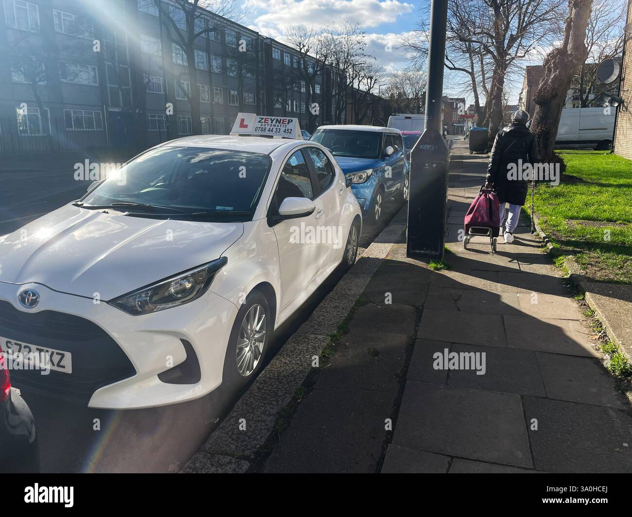 London, UK - March 02, 2025: A learning vehicle parked on a residential ...