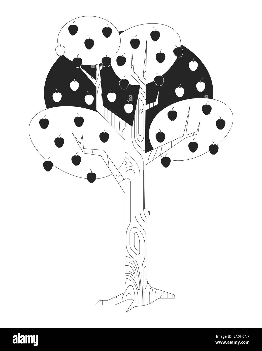 Apple tree 2D line object Stock Vector Image & Art - Alamy