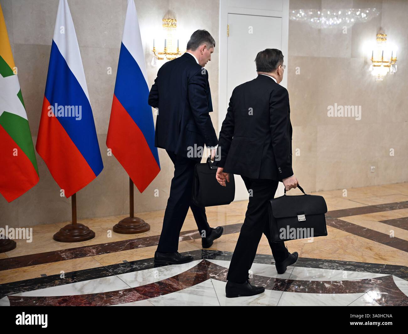 Russian Minister of Economic Development Maxim Reshetnikov (left) and ...