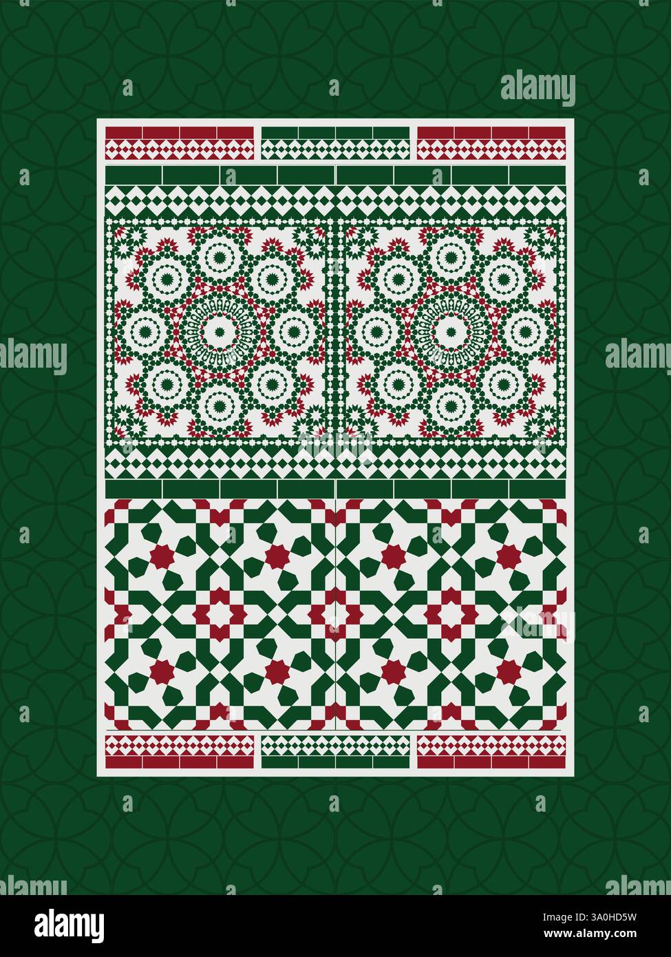 Islamic Tile Design With Geometric Patterns in vibrant colors Tones ...