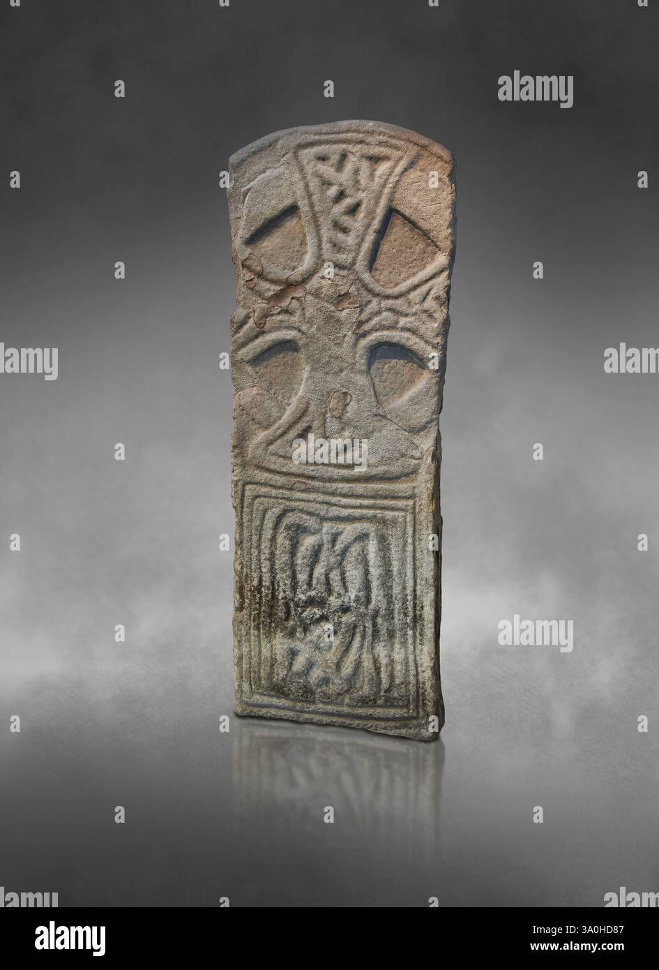 Celtic Christian disk headed cross (inv 8) with carved cross and stem ...