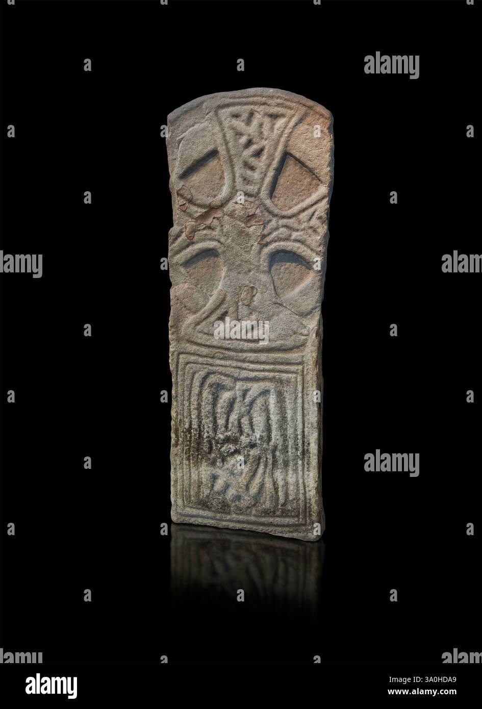 Celtic Christian disk headed cross (inv 8) with carved cross and stem ...