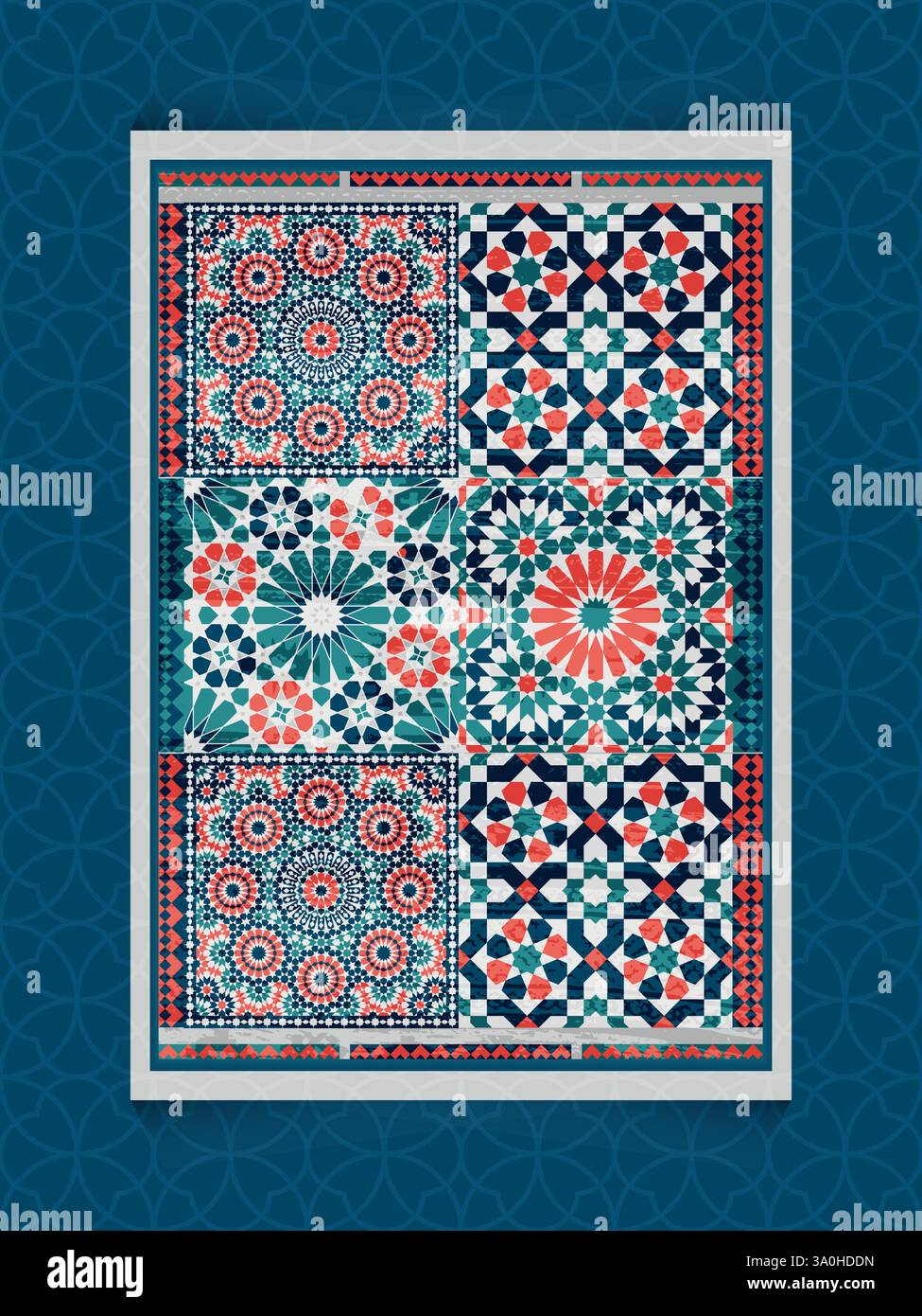 Islamic Tile Design With Geometric Patterns in vibrant colors Tones ...