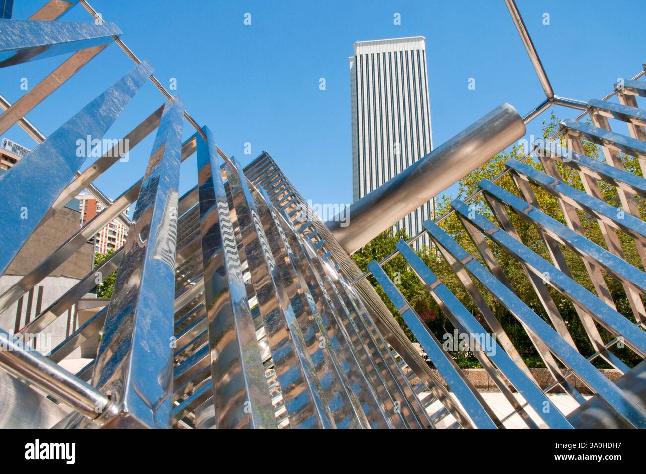 Picasso Tower and modern sculpture. AZCA, Madrid, Spain Stock Photo - Alamy