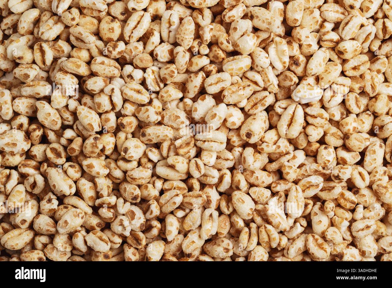 Detail view of puffed wheat cereal Stock Photo - Alamy