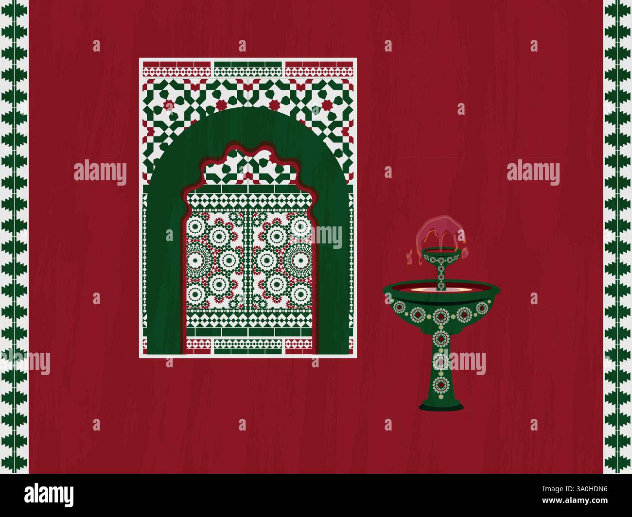 Traditional Arch With Architectural Design and Ornamental Fountain on ...