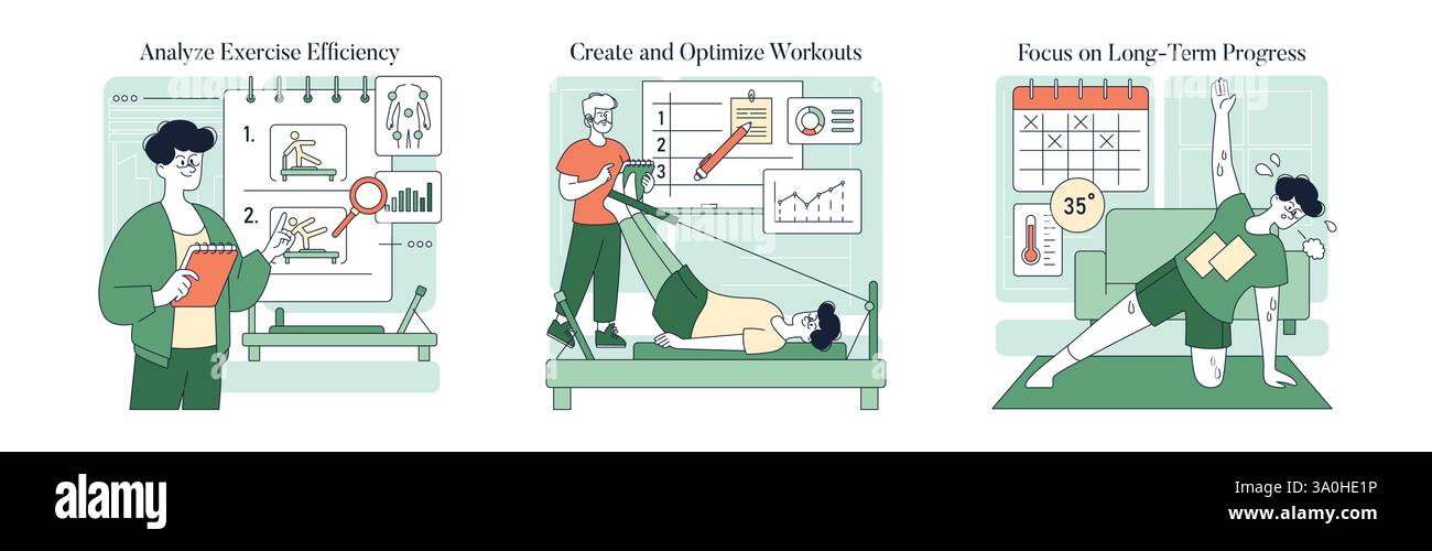 Pilates illustration focuses on analyzing exercise efficiency ...