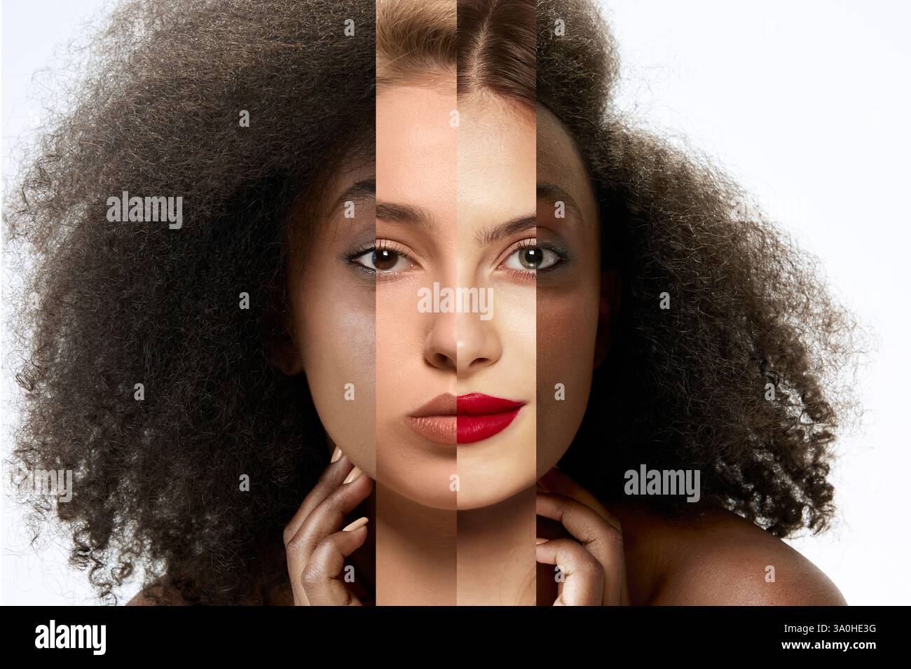 Collage. Gradual transition of feminine identities seamlessly merging ...