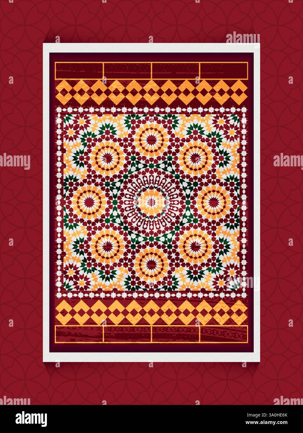 Islamic Tile Design With Geometric Patterns in vibrant colors Tones ...