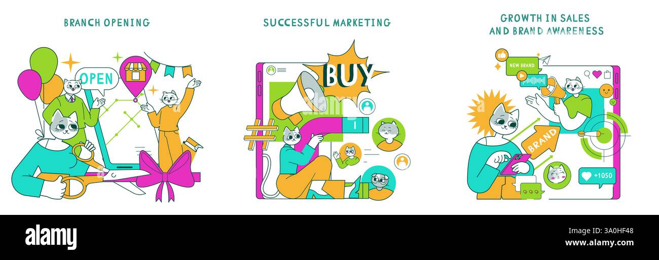 Business Cat concept. Illustrates a whimsical journey of feline ...