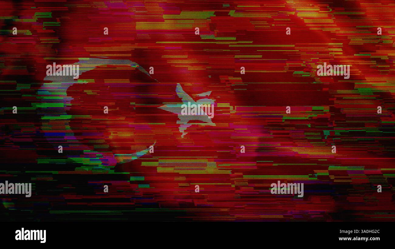 Turkey digital technology flag cyber background. Turkish banner ...