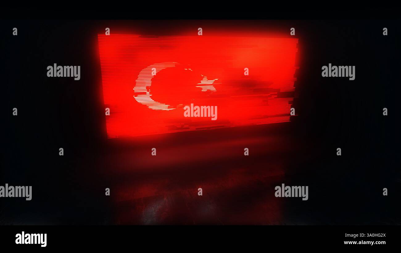 Turkey digital technology flag cyber background. Turkish banner ...