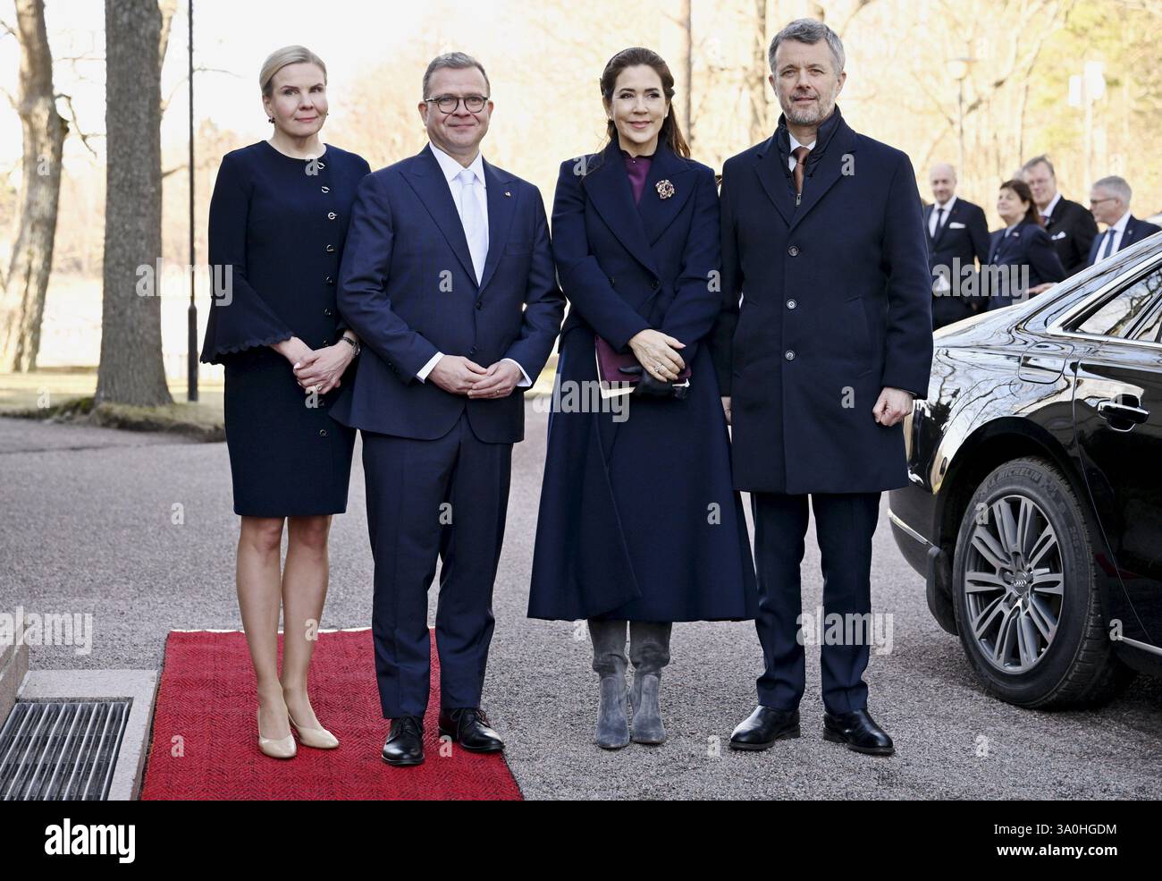 King Frederik X and Queen Mary of Denmark meet with Prime Minister Petteri Orpo of Finland and ...