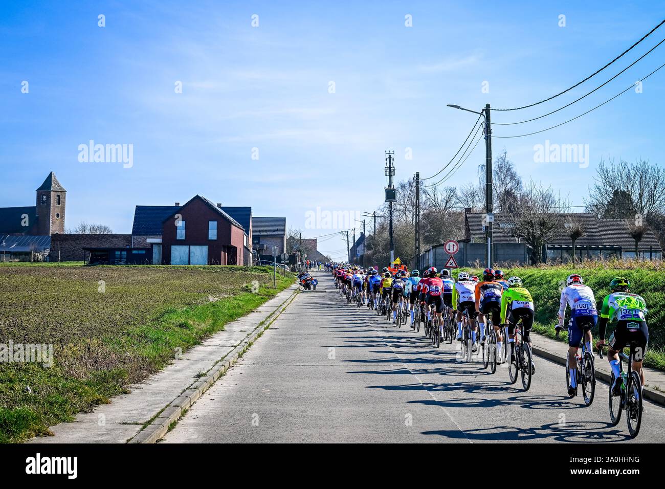 The pack of riders pictured in action during the 'Ename Samyn Classic ...