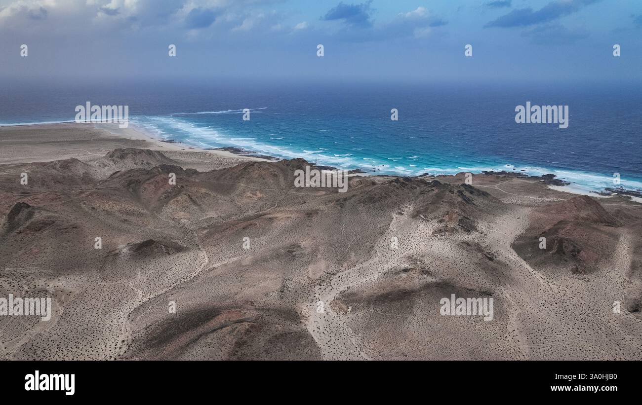 Stunning panoramic view of Socotra Island highlighting the stark desert ...