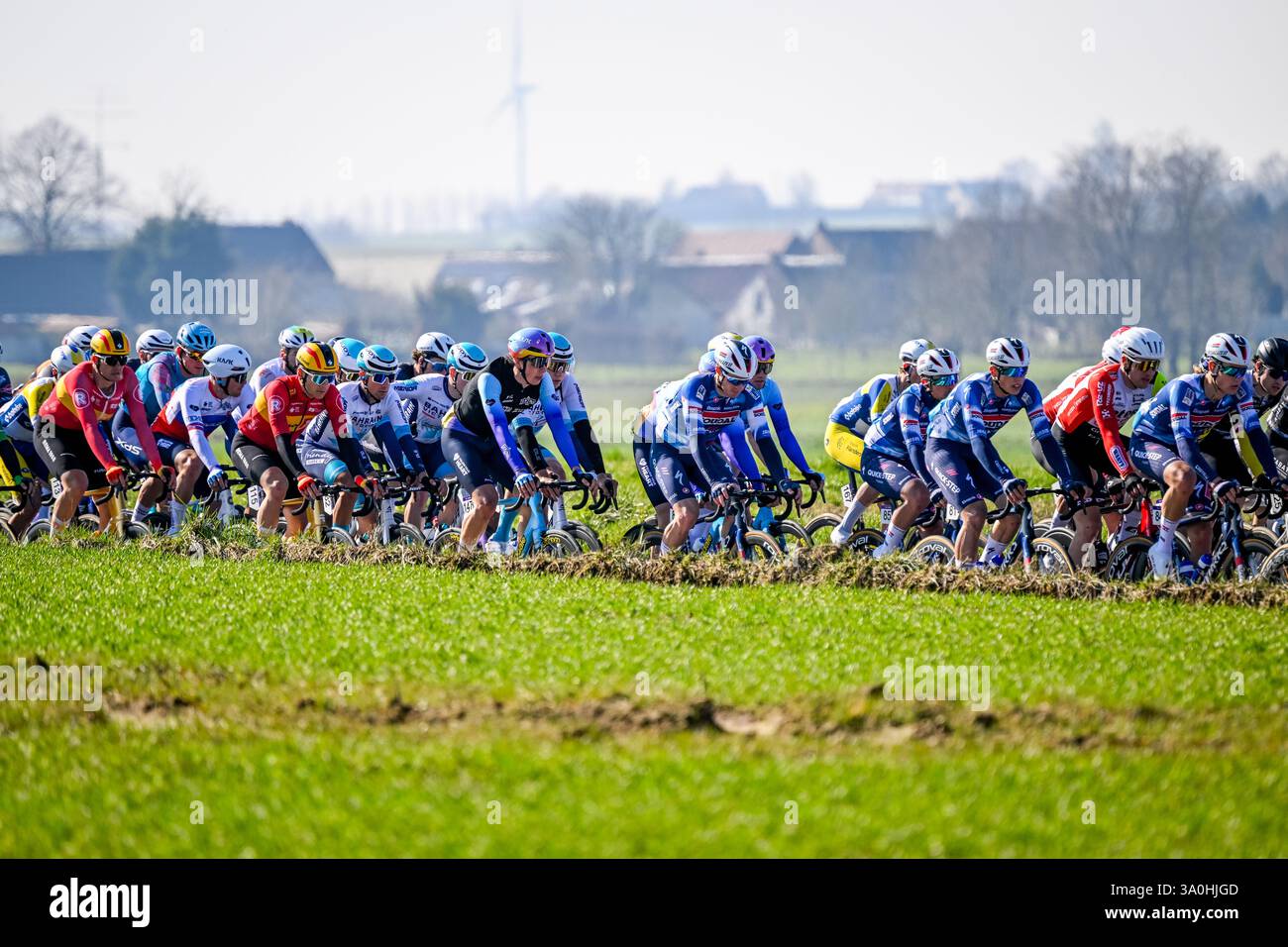 The pack of riders pictured in action during the 'Ename Samyn Classic ...