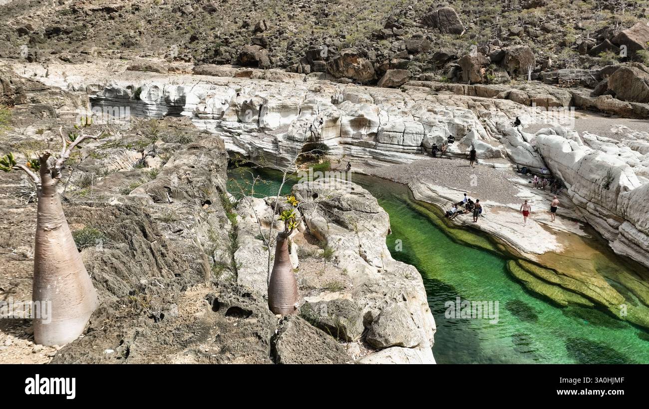 Kalysan Canyon in Socotra features striking rock formations, clear ...