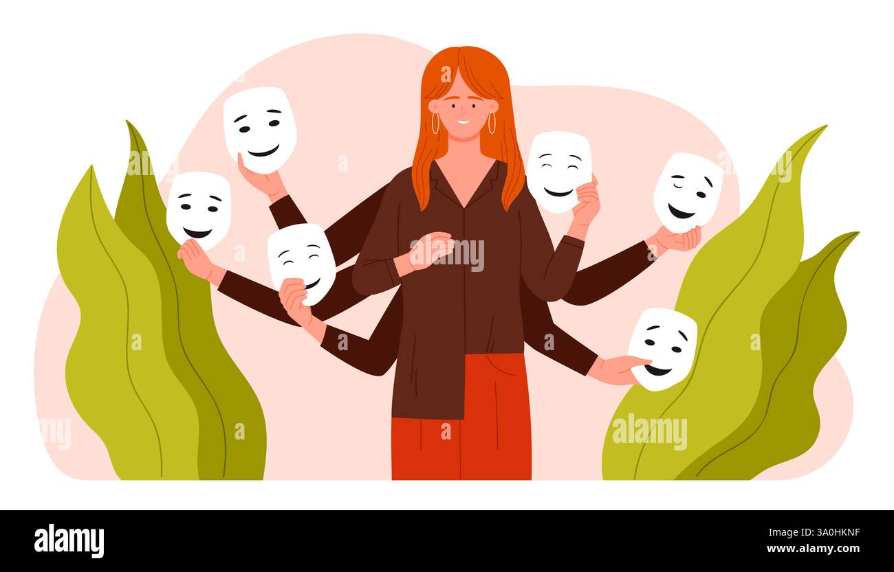 Hiding true feelings, carnival and theater of fake emotions of actor ...