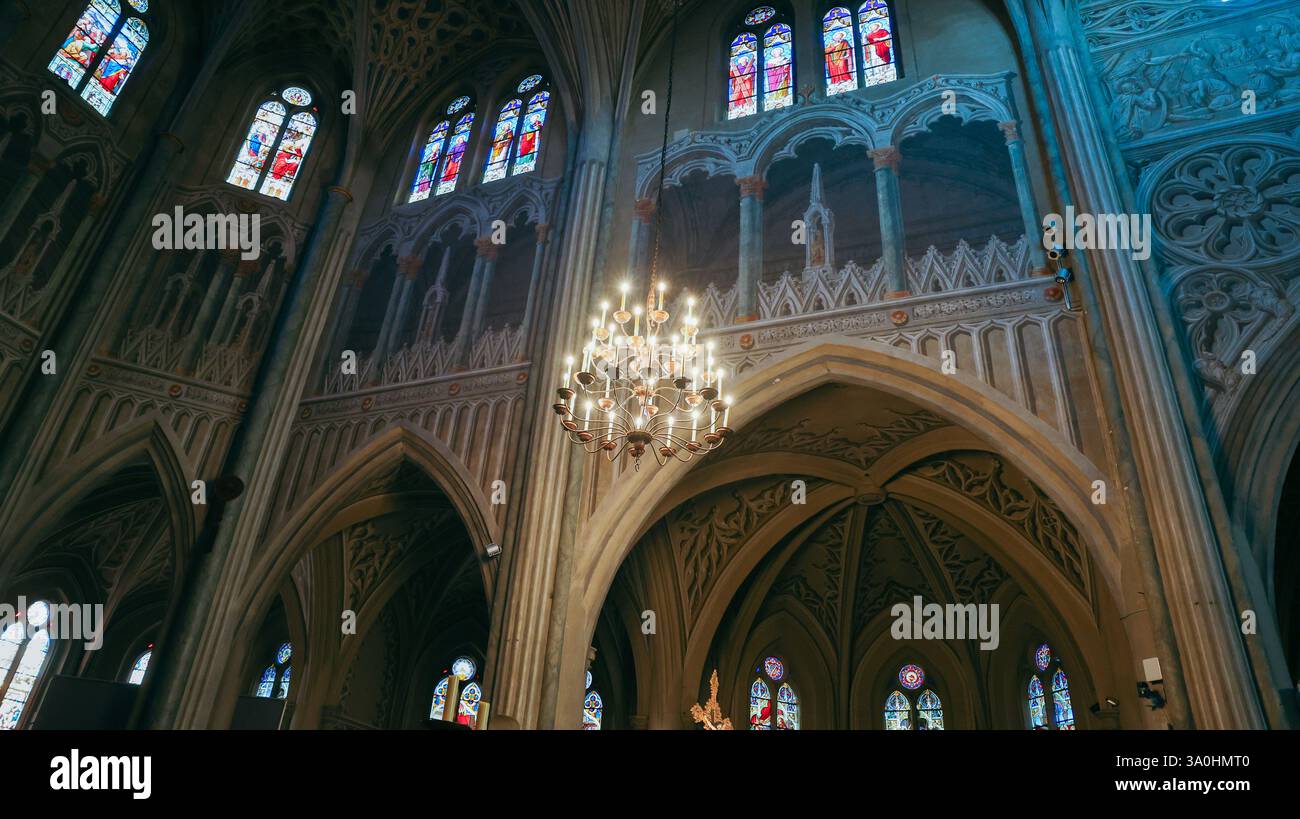 Historic church interior features intricate architecture, colorful ...