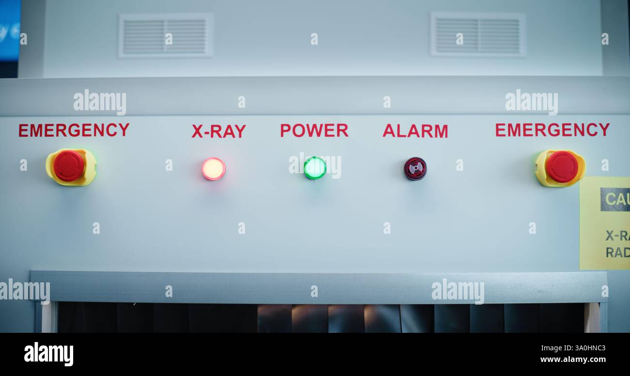 Security Checkpoint in Airport Terminal: Advanced Metal Detector X-ray ...