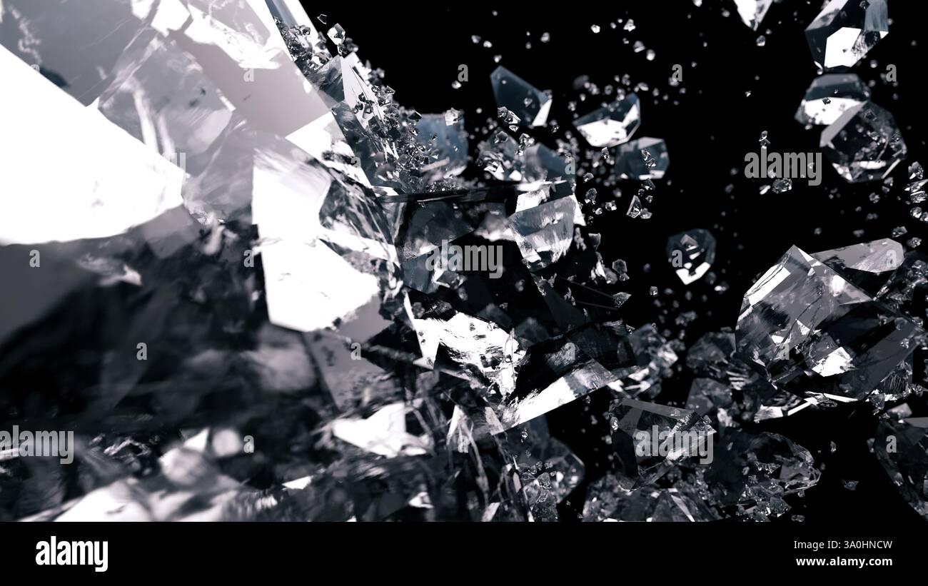 Ice Explosion. Abstract background with pieces of ice. 3d rendered ...